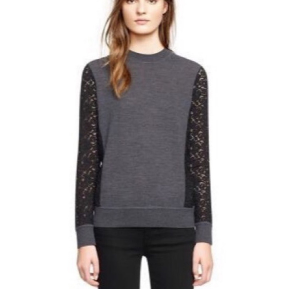 Tory Burch | Sweaters | Tory Burch Grey Kammy Sweater W Black Lace Size ...